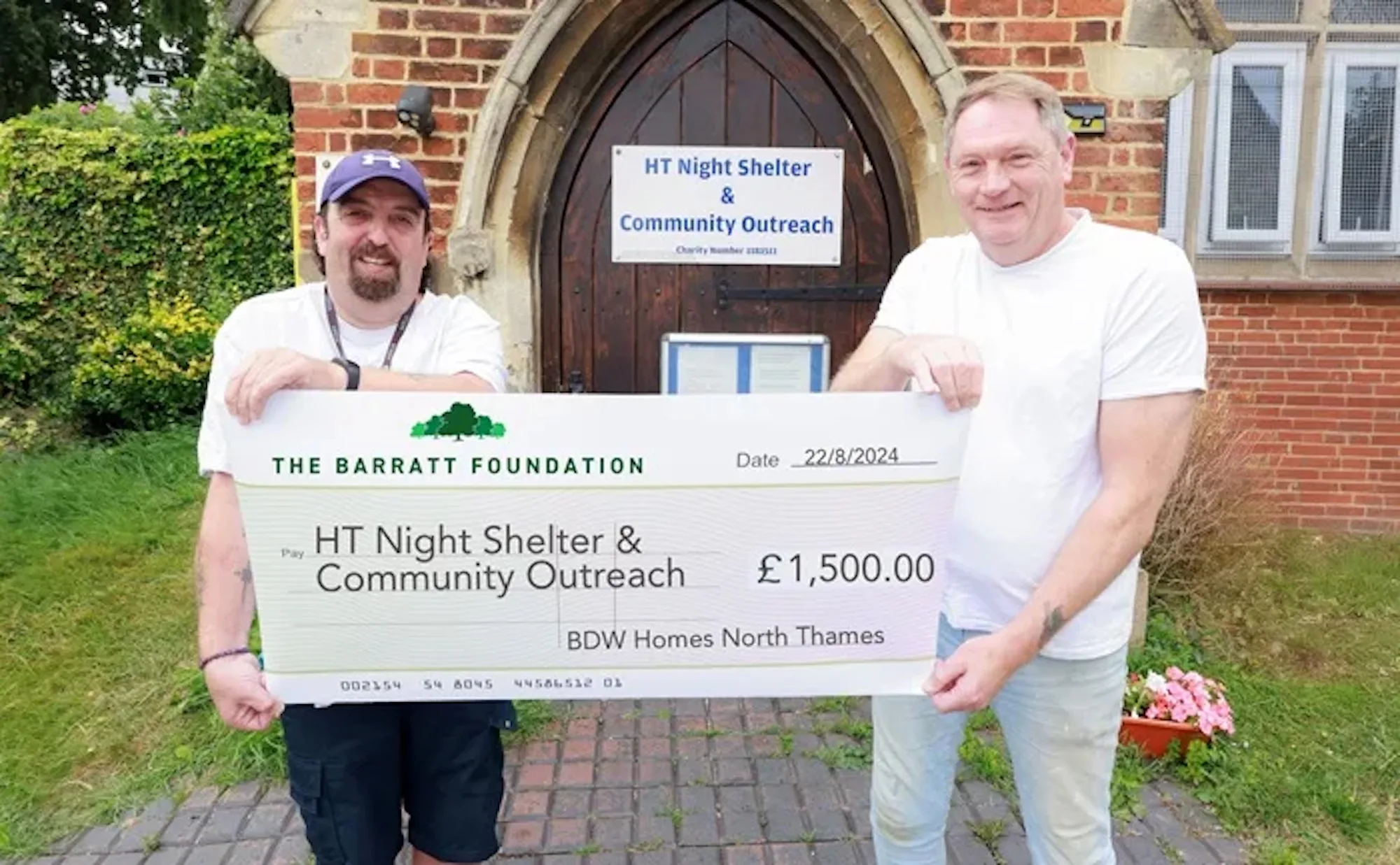 Housebuilder donates £1,500 to Holy Trinity Night Shelter charity in ...