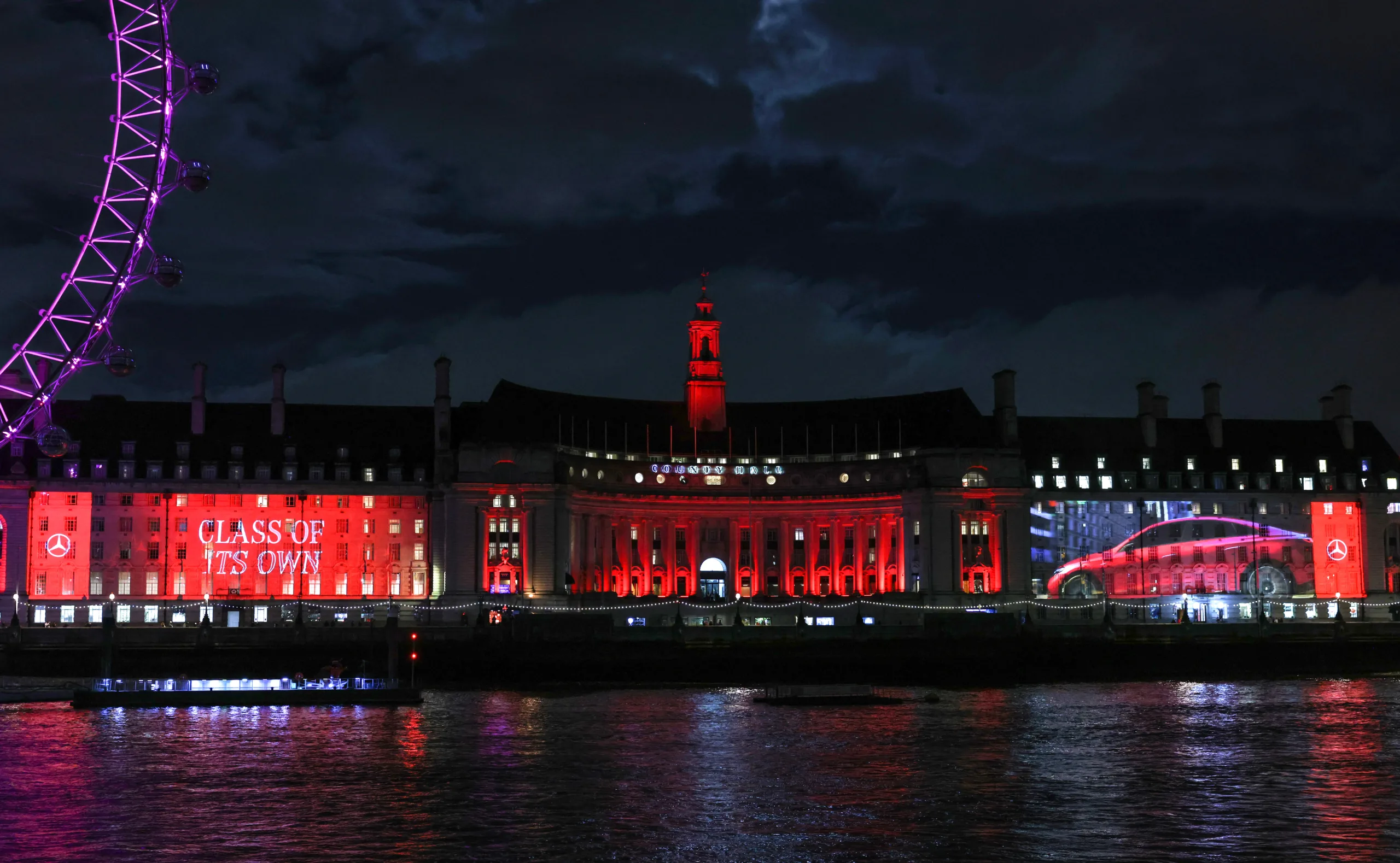 Lighting up London: Mercedes-Benz CLA shines on County Hall | London ...